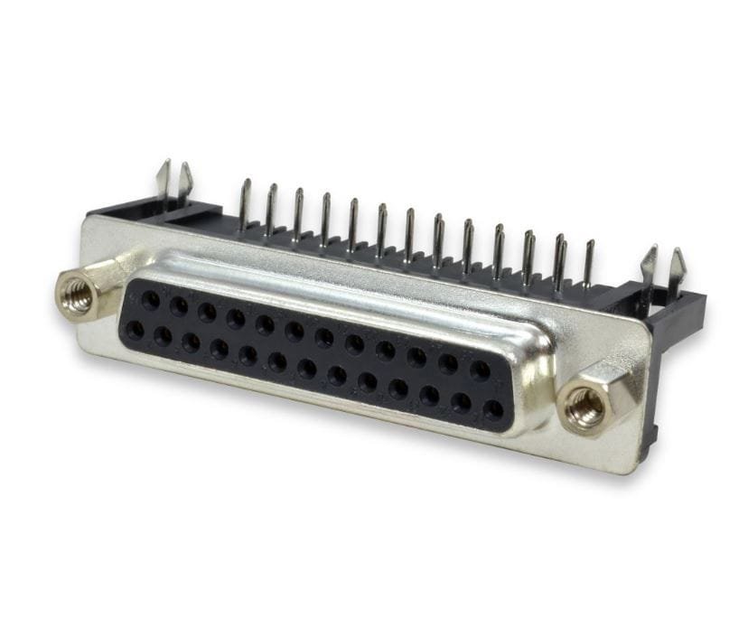 DB25 Female Right Angle Connector - 25 Pin - PCB Mount - ComponentsTree.com
